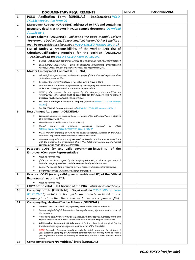 POLO Documentary Requirements | PDF | Employment | Business