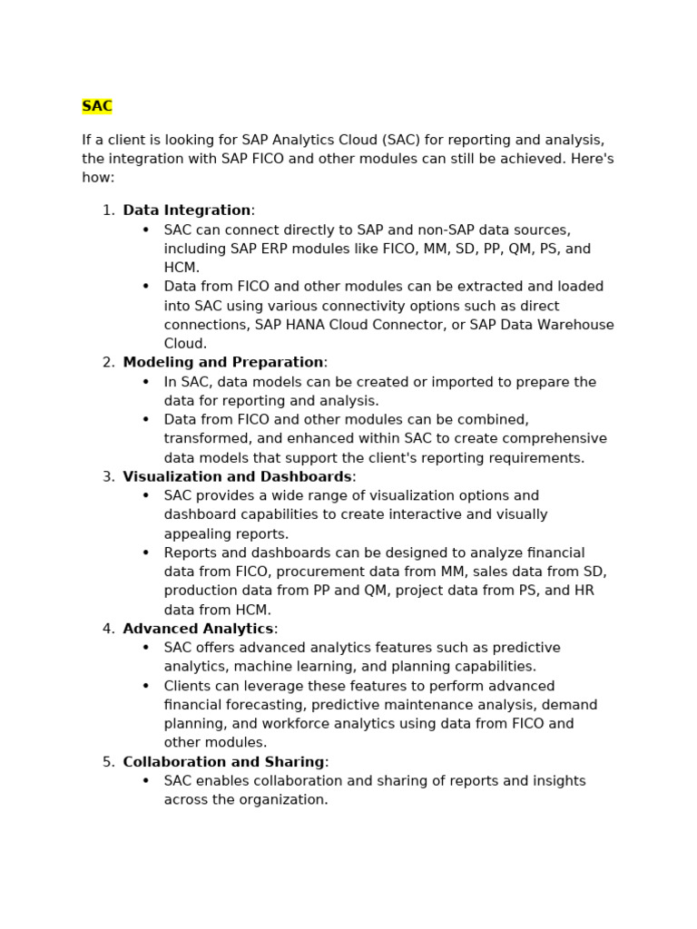 SAC Integration | PDF