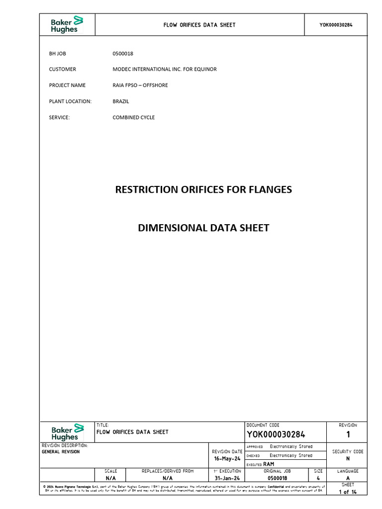 Flow Orifice - Yok000030284 - 001 - A - 001 - 17.05.24 | PDF ...