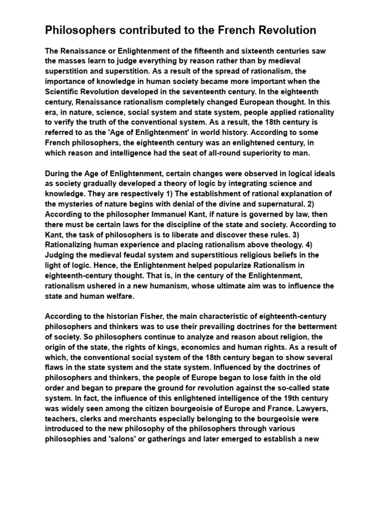 Philosophers in The French Revolution | PDF | Age Of Enlightenment ...