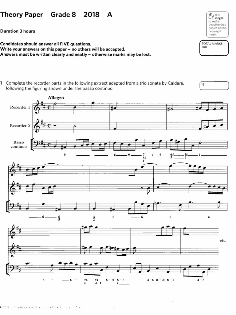 Grade 8 Music Theory 2018 | PDF