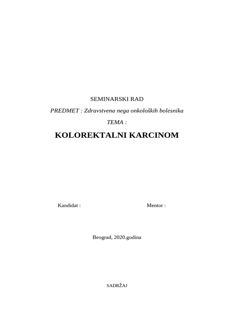 Kolorektalni Karcinom | PDF