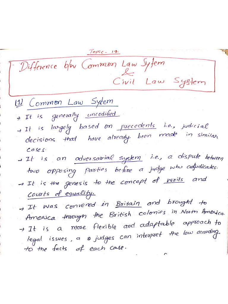 Difference Between Common Law System and Civil Law System Juris | PDF