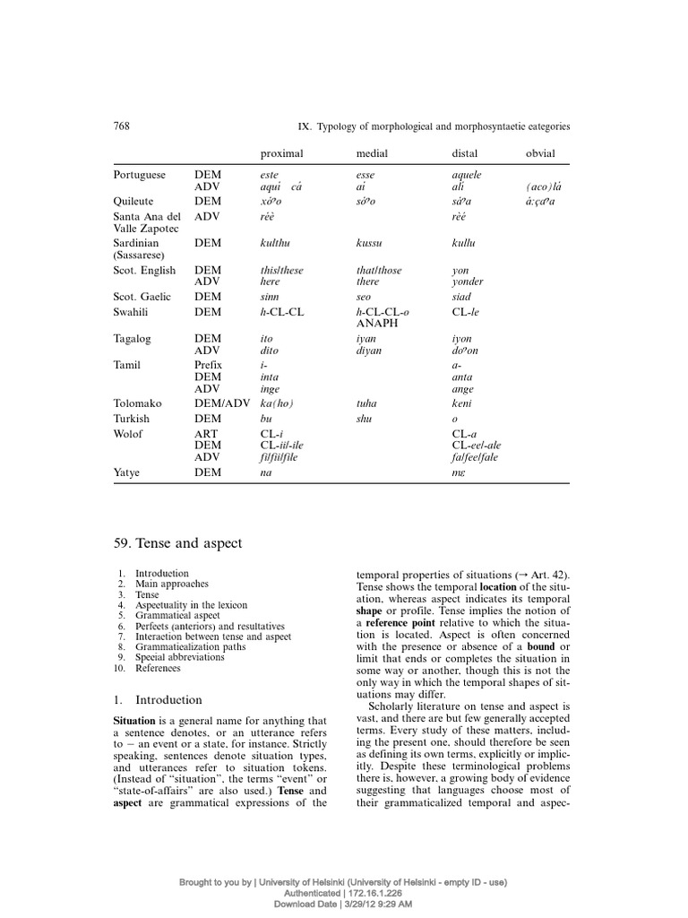 Tense_and_aspect | PDF | Grammatical Tense | Perfect (Grammar)