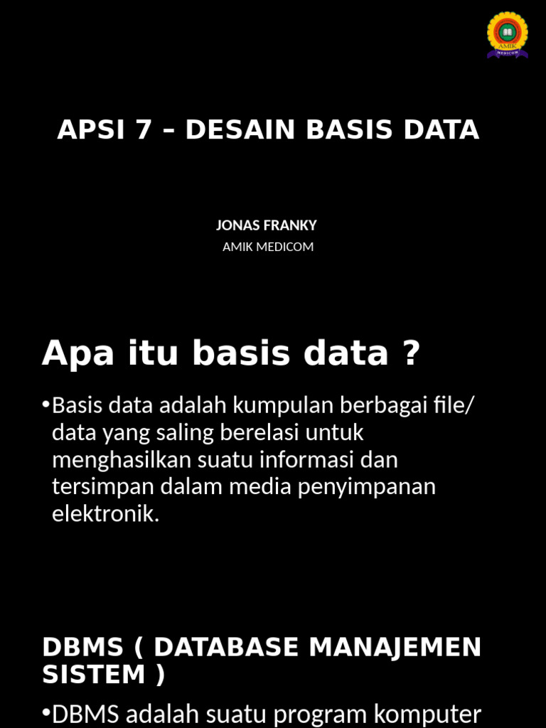 APSI 7 – DESAIN BASIS DATA | PDF