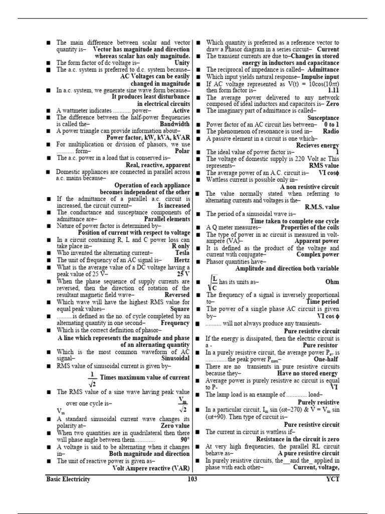 Yct 2024 25 RRB Technician Grade I Signal Point To Point Theory Mcqs Basic Science Engineering ...