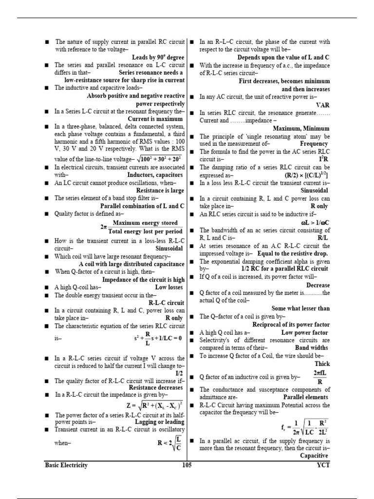 Yct 2024 25 RRB Technician Grade I Signal Point To Point Theory Mcqs Basic Science Engineering ...