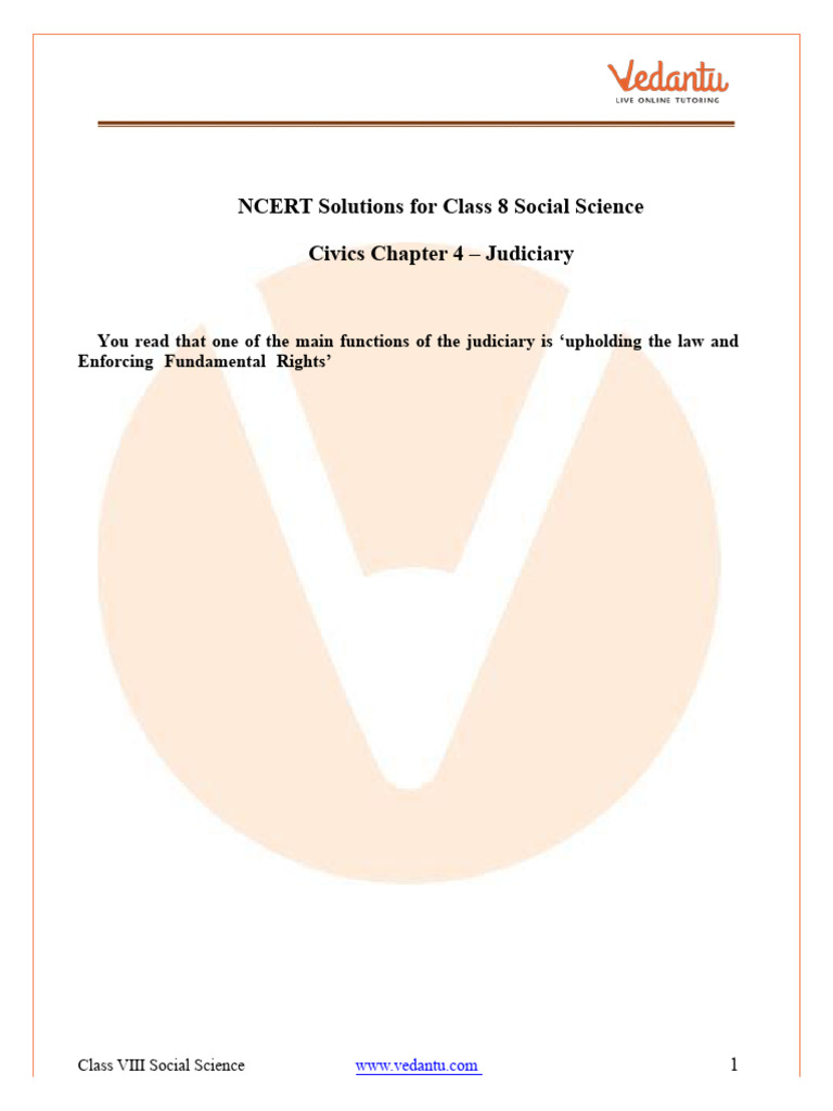 Class 8 Civics: Judiciary Overview | PDF | Judiciaries | Lawsuit