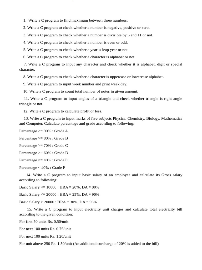 If - Else Practice Programs | PDF