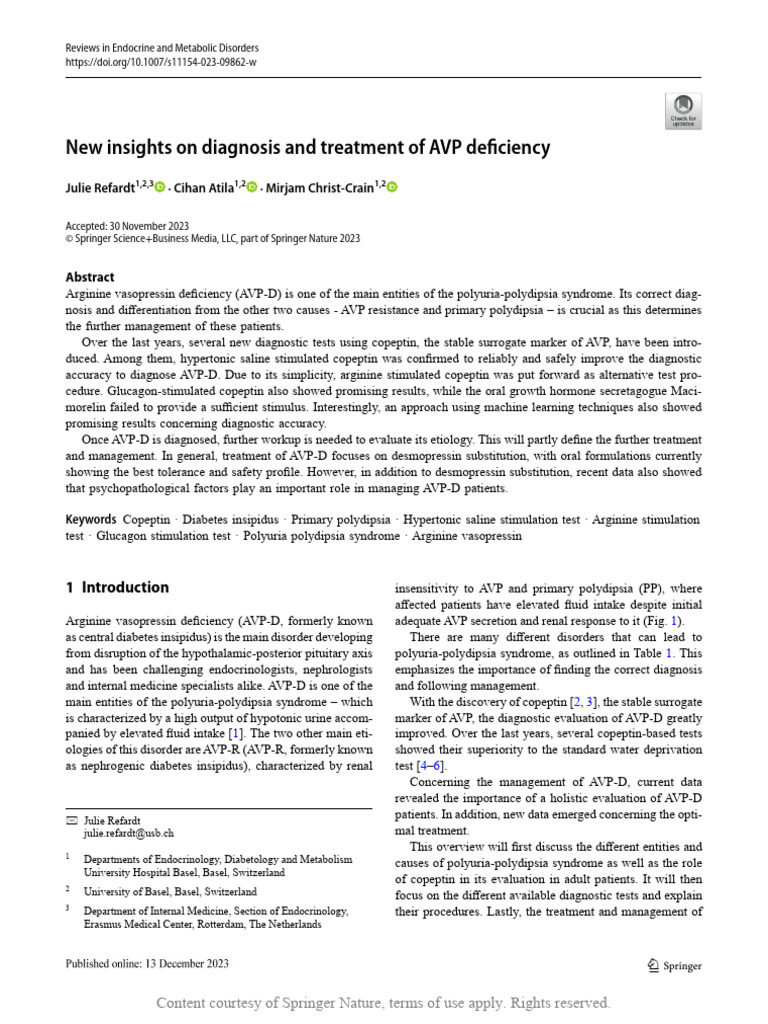 AVP Deficiency: Diagnosis & Treatment | PDF | Adrenocorticotropic ...