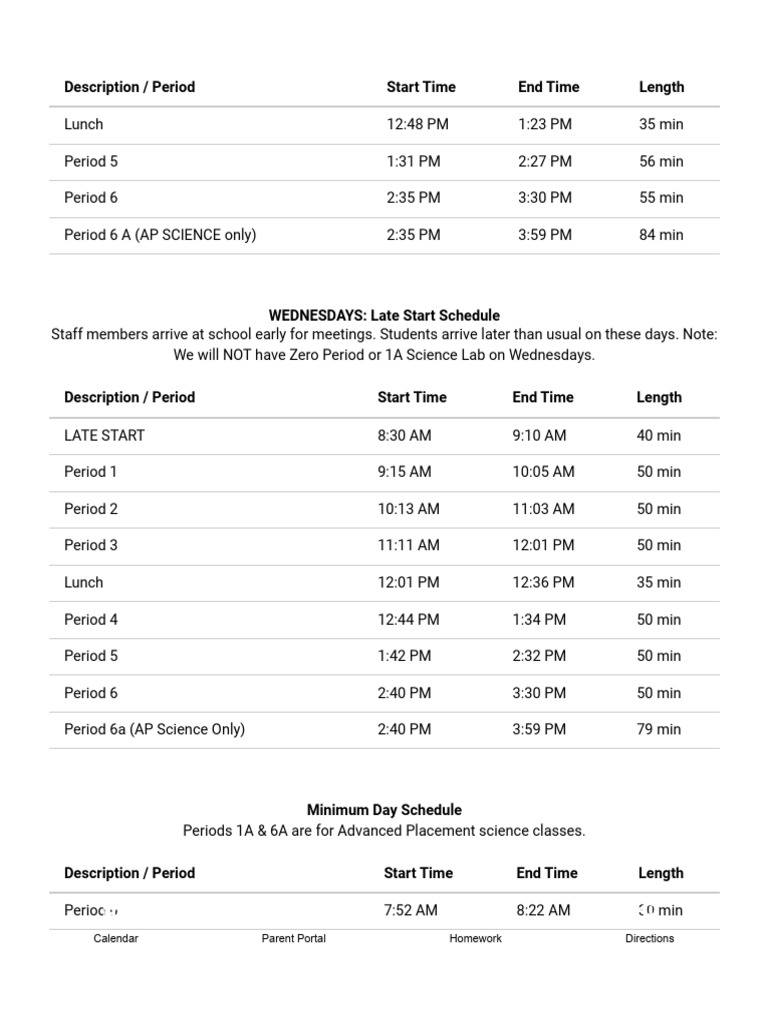 School Bell Schedules Overview | PDF