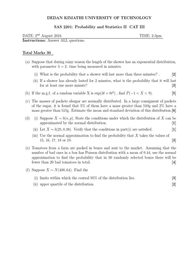 cat_3_2024 | PDF | Statistics | Statistical Theory