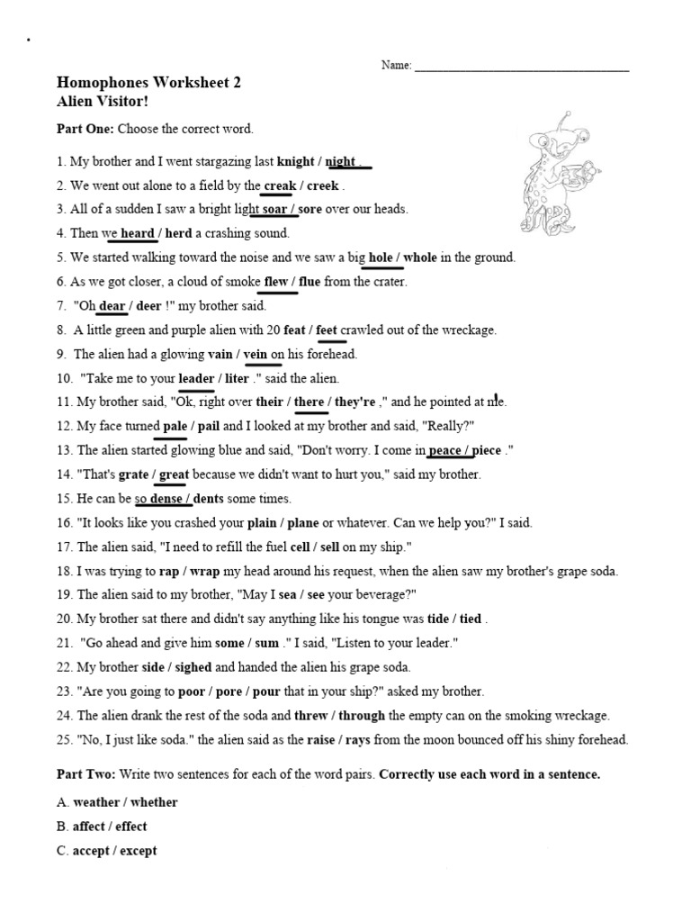 Homophones Worksheet 02 | PDF