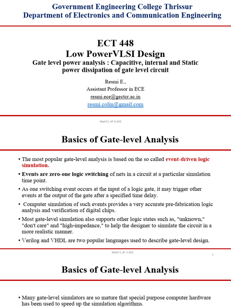 Gate Level Power Analysis | PDF | Logic Gate | Field Effect Transistor