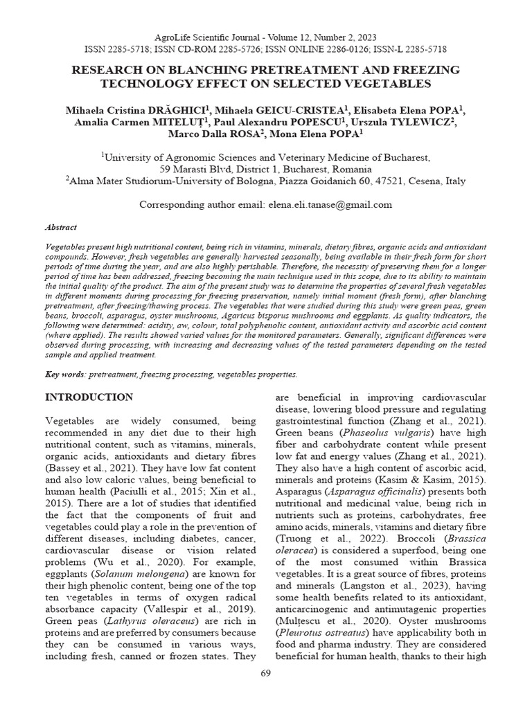 RESEARCH_ON_BLANCHING_PRETREATMENT_AND_FREEZING_TE (1) | PDF | Vegetables | Polyphenol