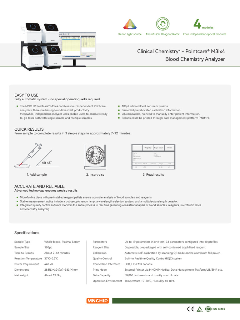 Product Brochure Pointcare M3i×4 202312 | PDF | Microfluidics | Barcode