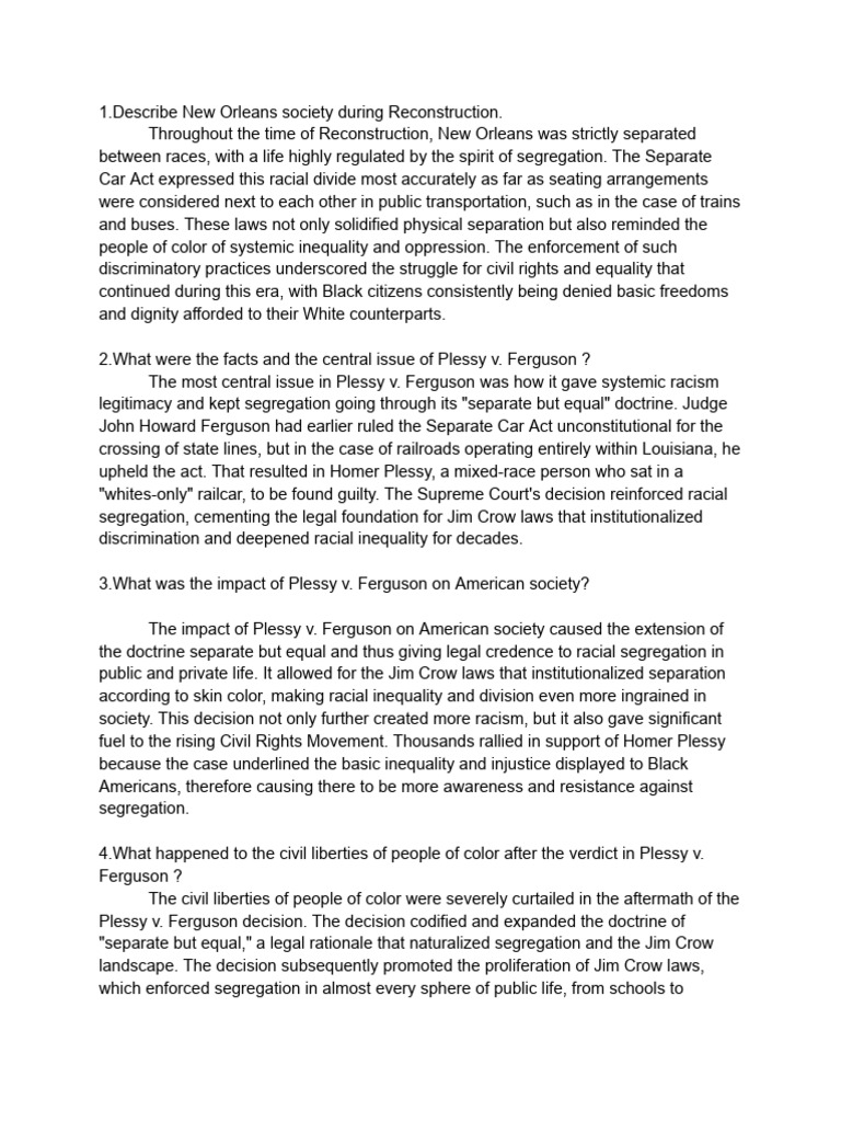 Plessy V Ferguson (1) | PDF | Litigation | Plessy V. Ferguson