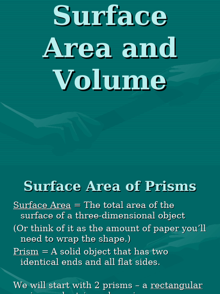 Surface Area and Volume PowerPoint | PDF | Area | Geometric Shapes