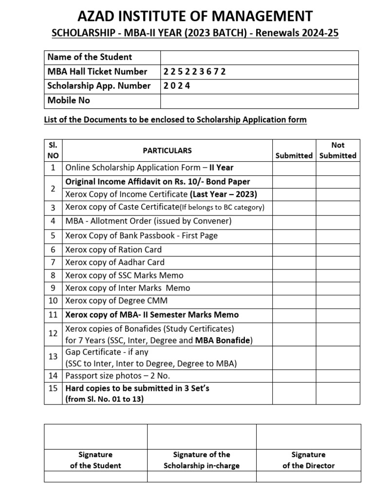 SCH II Year Documents To Be Submitted | PDF