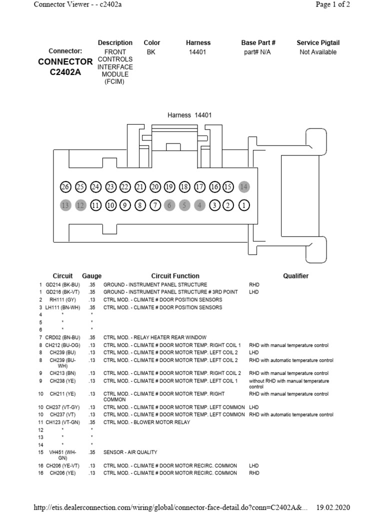FCIM connector C2402A | PDF | Vehicle Technology | Automotive Industry