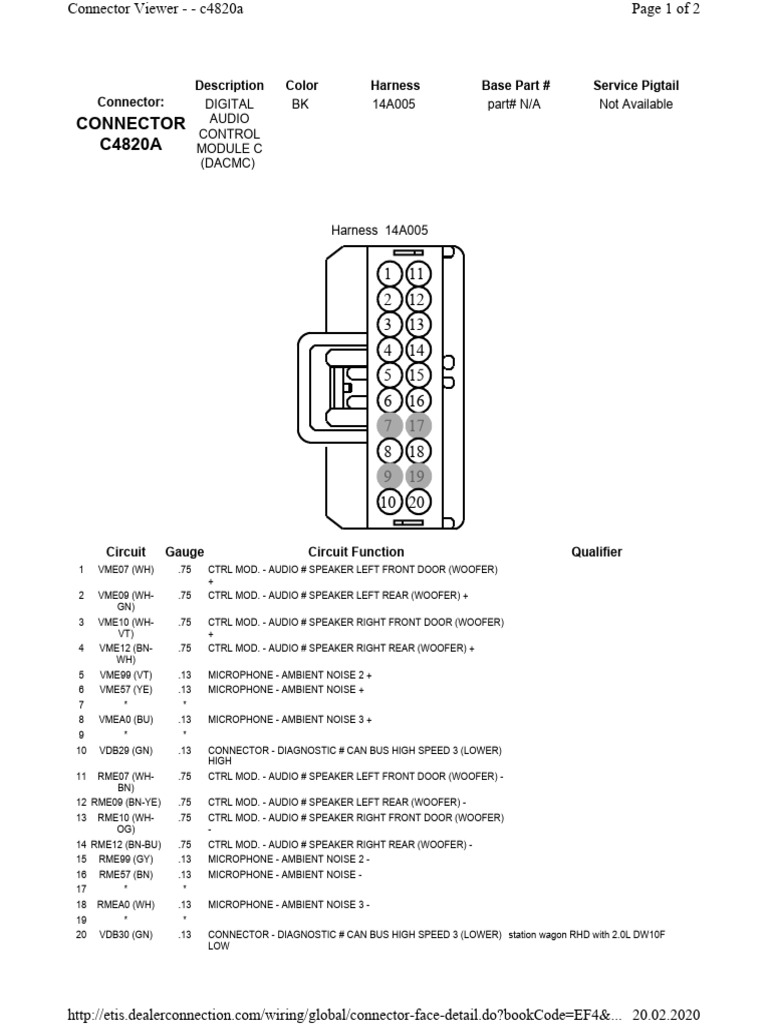 Digital Audio Control Module C (DACMC) Connector C4820A | PDF ...