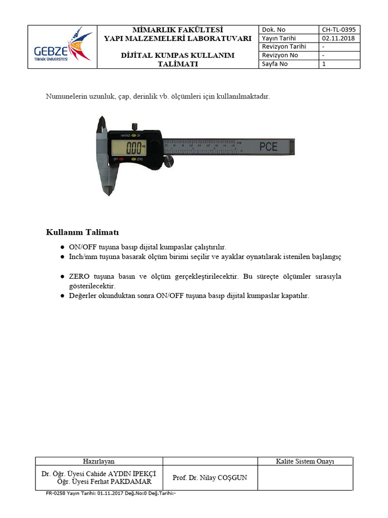 CH-TL-0395 Dijital Kumpas Kullanm Talimat R0 | PDF