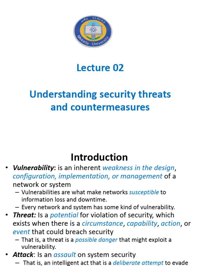 Lecture 2 Understanding security threats and countermeasures | PDF ...