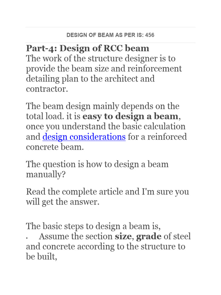 DESIGN OF BEAM | PDF | Beam (Structure) | Reinforced Concrete