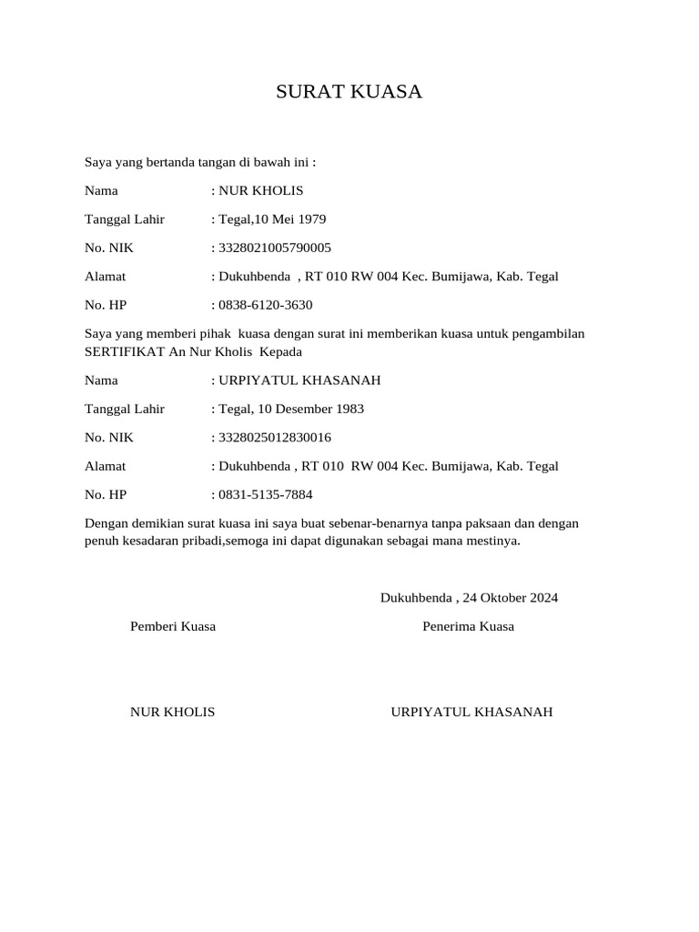 Surat Kuasa | PDF