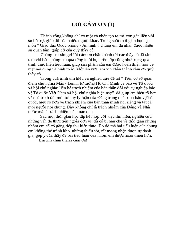 Lời Cảm Ơn | PDF