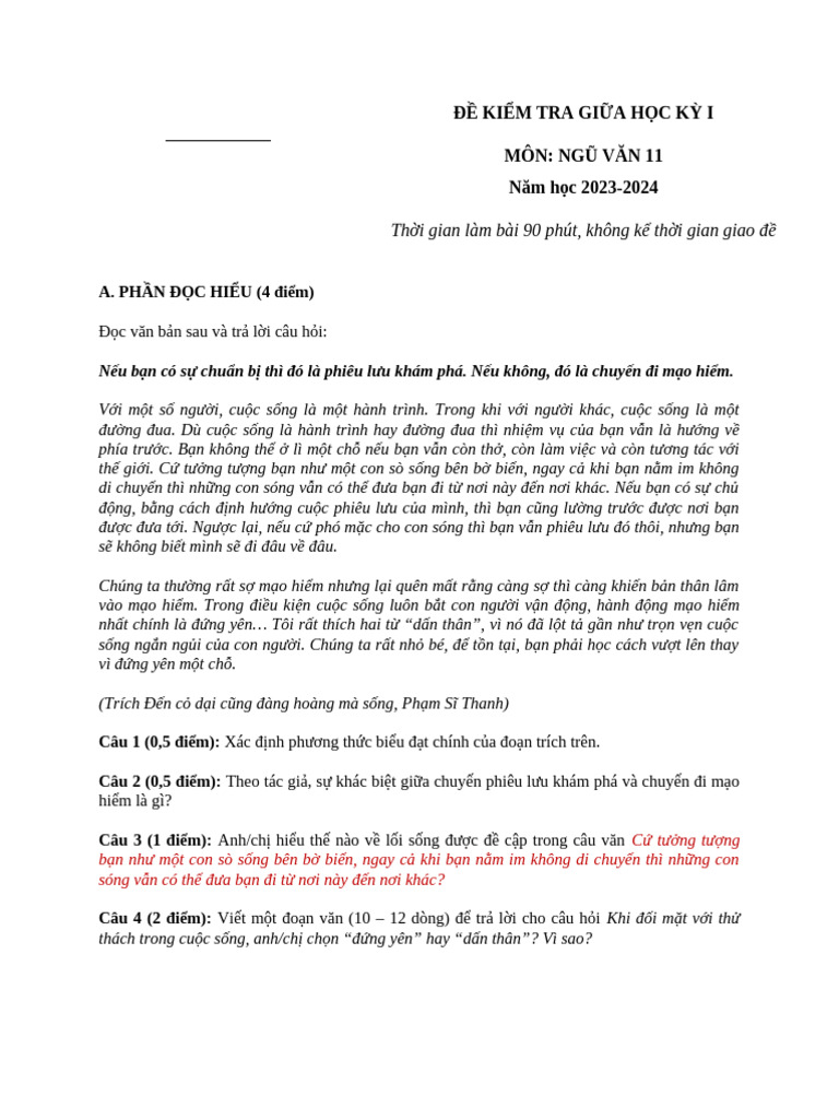 De Thi Gk 1 Van 11 Kntt 1 | PDF