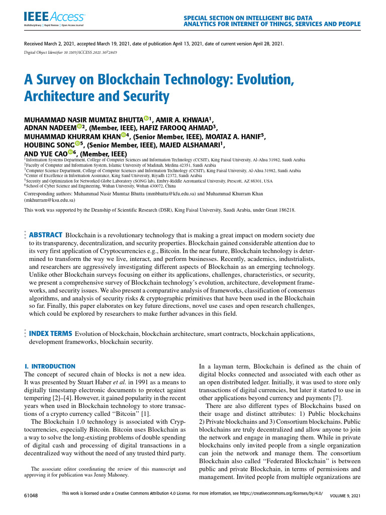 A Survey on Blockchain Technology Evolution Architecture and Security | PDF | Encryption | Key ...