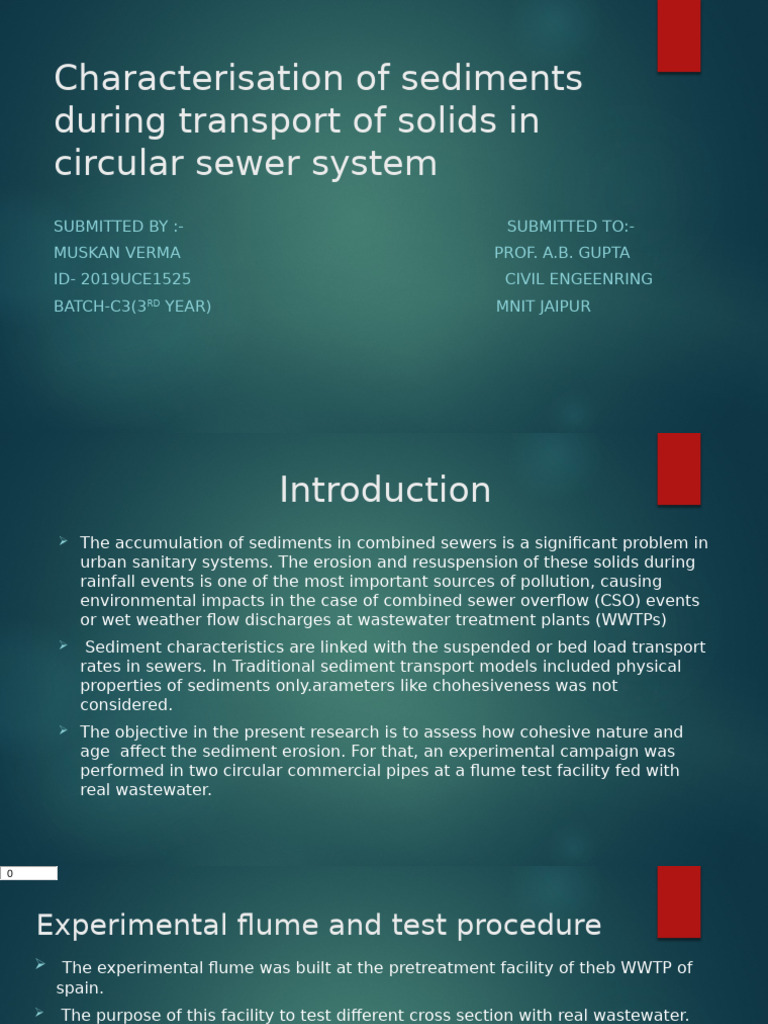Characterisation of Sediments During Transport of Solids in - MUSKAN ...