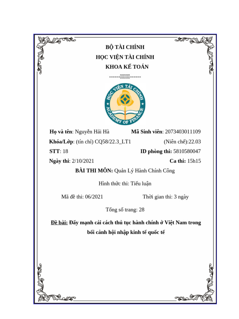 Tiu Lun Qun Ly Hanh Chinh Cong Dy M | PDF