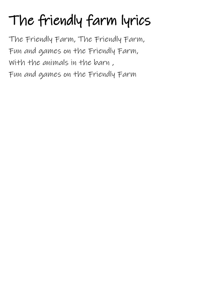 The Friendly Farm Lyrics | PDF