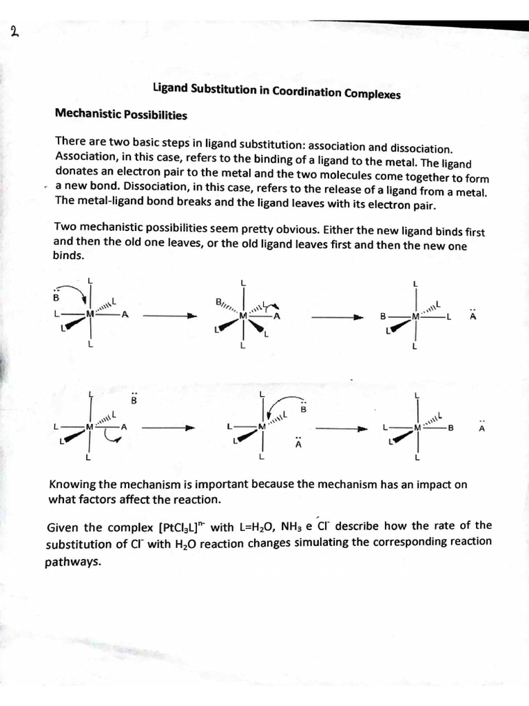 Ligand Substitution in Coordination Complexes | PDF