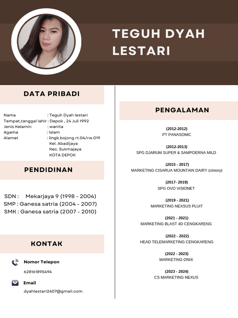 Profil Karier Teguh Dyah Lestari | PDF