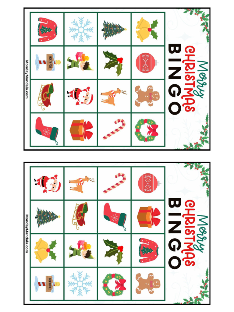 Christmas Bingo 4x4 15 Pages | PDF