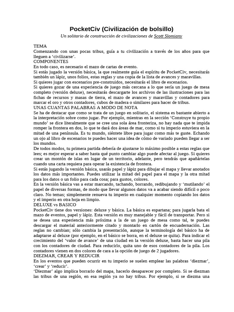 PocketCiv | PDF | Tribu | Papel