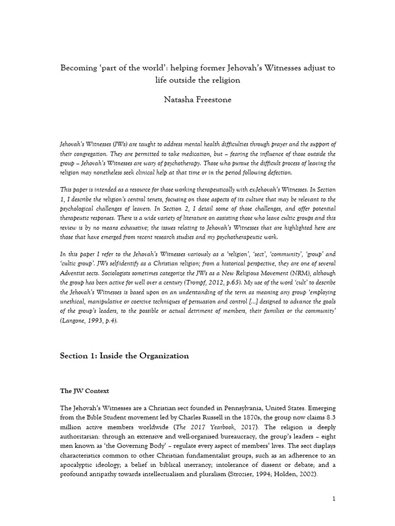 Helping Former JWs | PDF | Psychotherapy