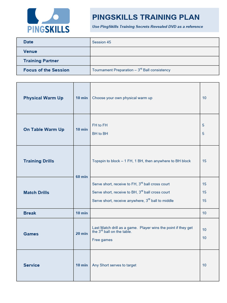 Tournament Preparation Training Plans | PDF | Athletic Sports | Games ...