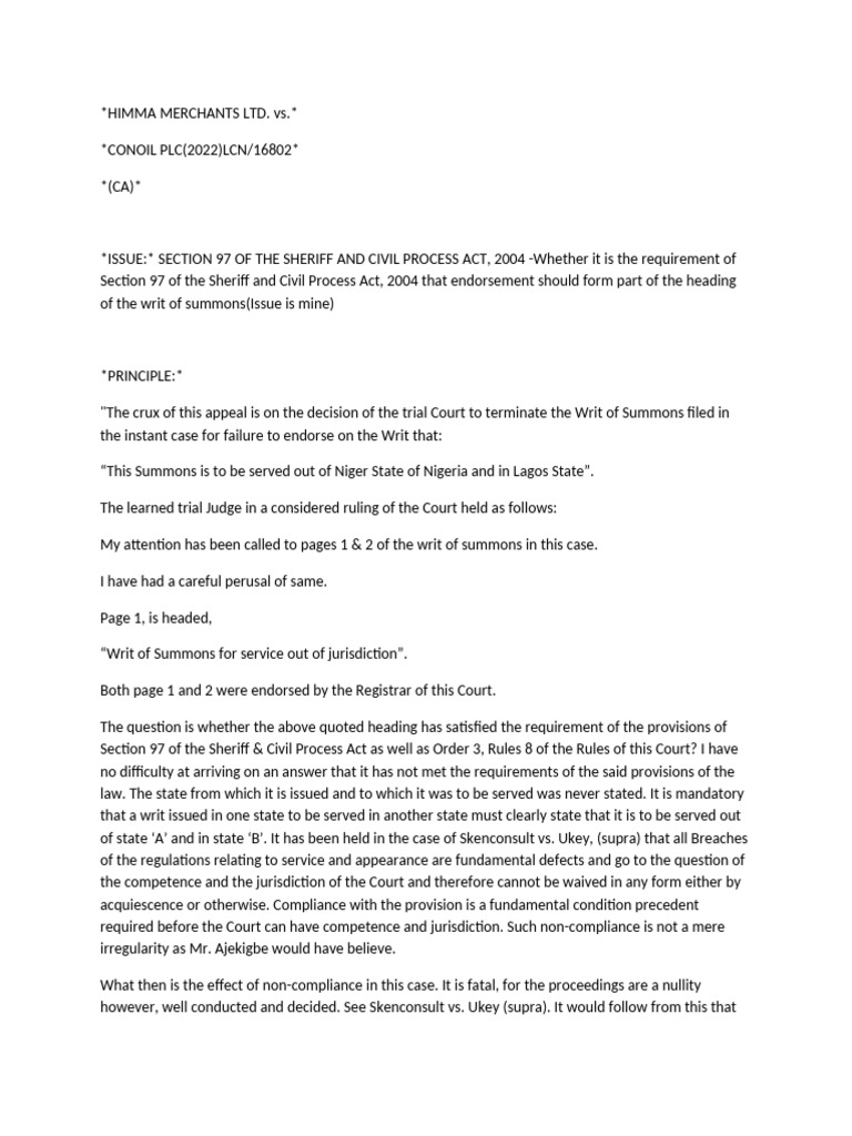 Whether It Is The Requirement of Section 97 of The Sheriff and Civil ...