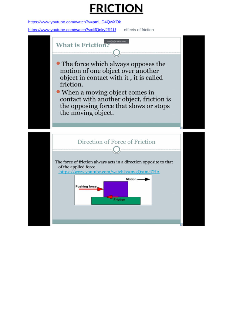 Understanding Friction Types & Effects | PDF