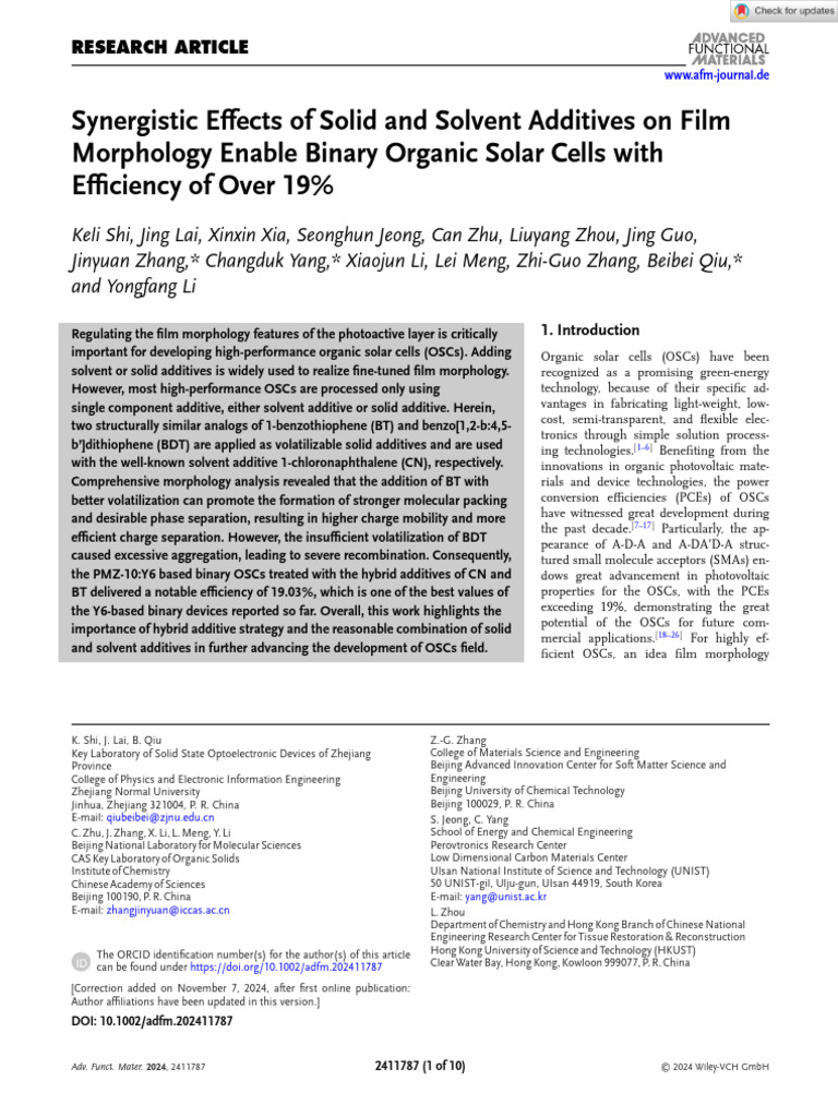 Adv Funct Materials - 2024 - Shi - Synergistic Effects of Solid and ...