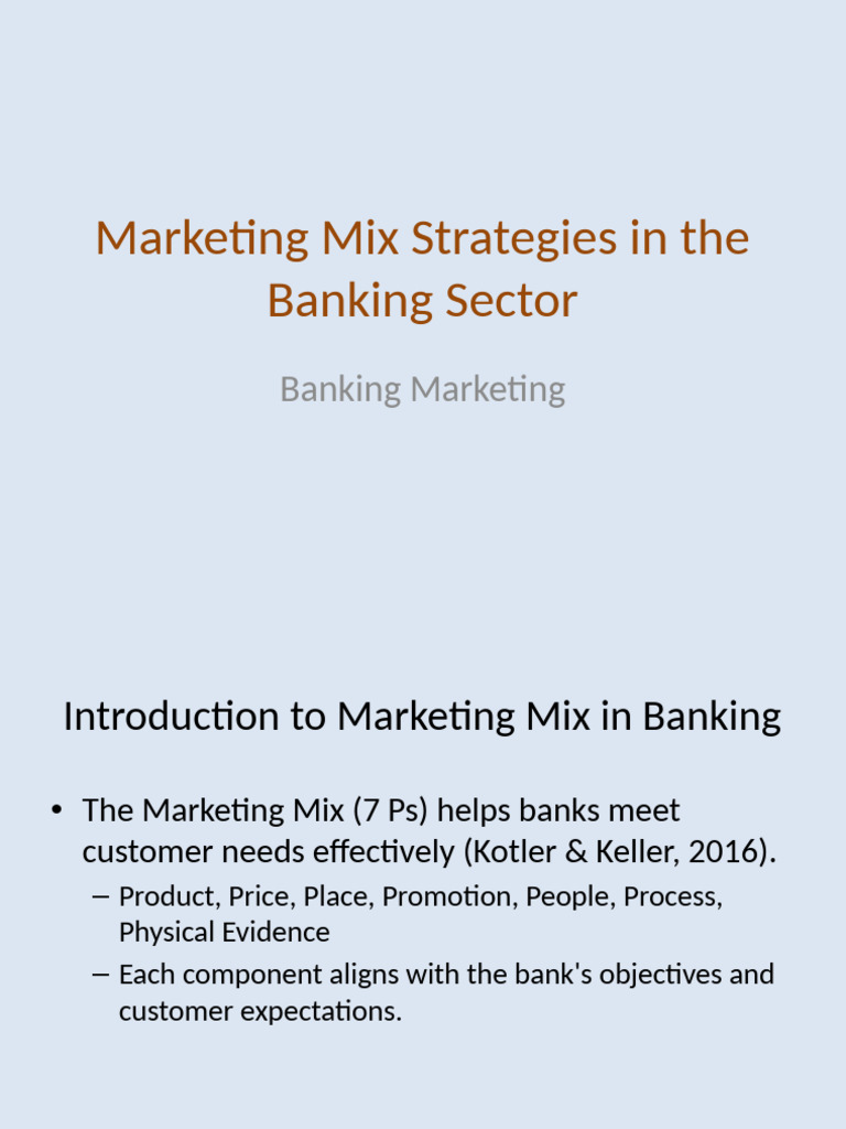 Marketing Mix Strategies in Banking | PDF | Marketing | Banks