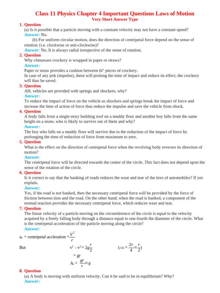 5. Laws of Motion | PDF | Force | Acceleration