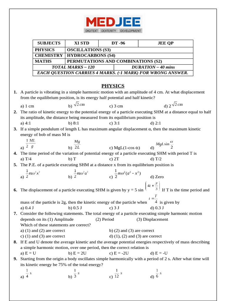 Jee dpp | PDF | Oscillation | Mechanical Engineering