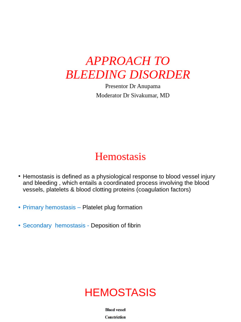 Approach To Bleeding Disorder | PDF | Coagulation | Bleeding