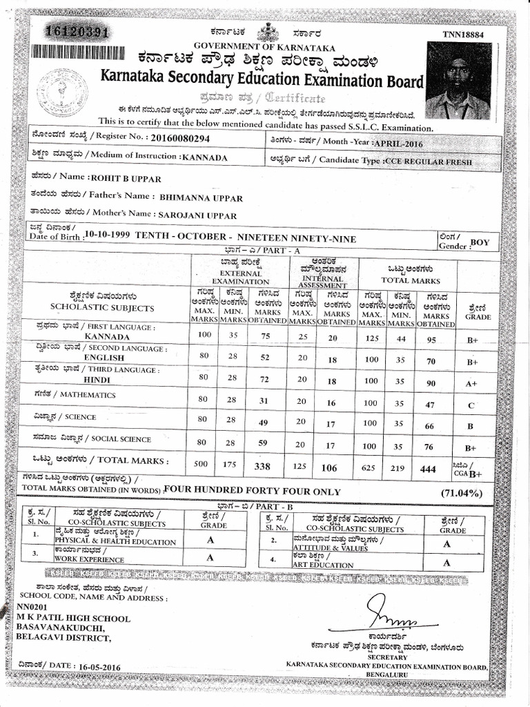 Rohit Marks Card | PDF