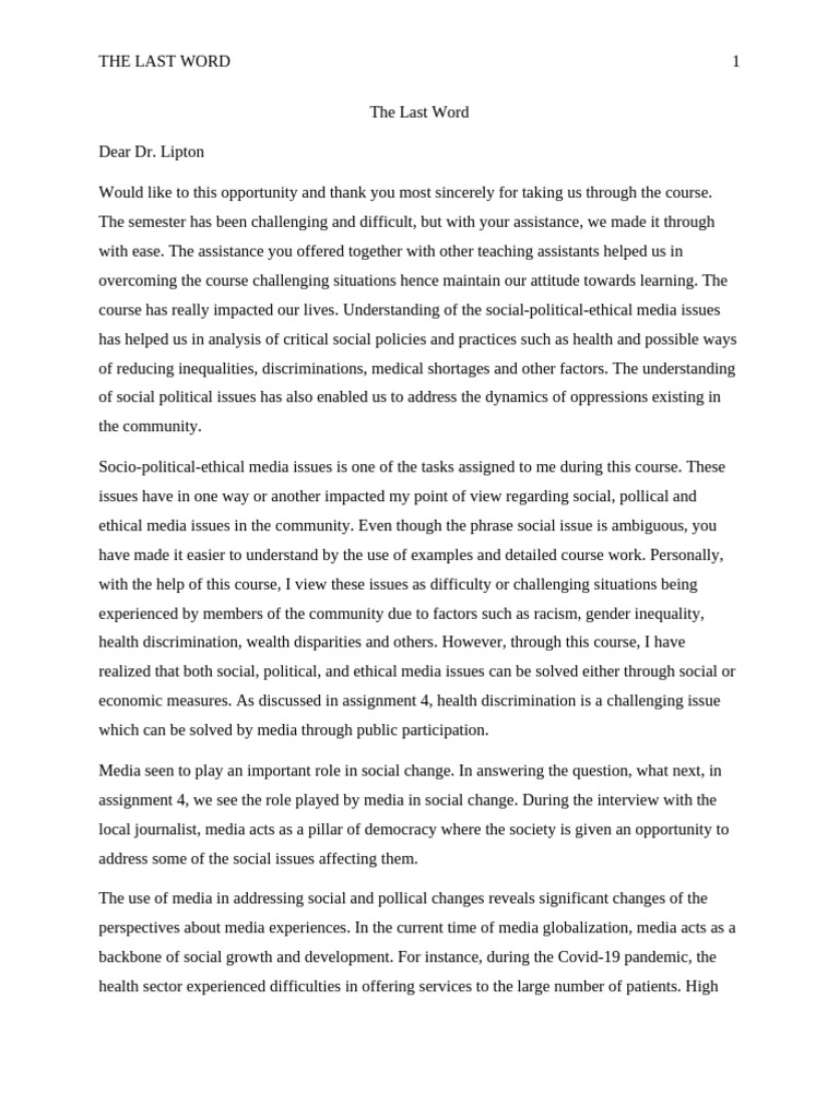 Assignment Six The Last Word | PDF | Social Inequality | Discrimination ...